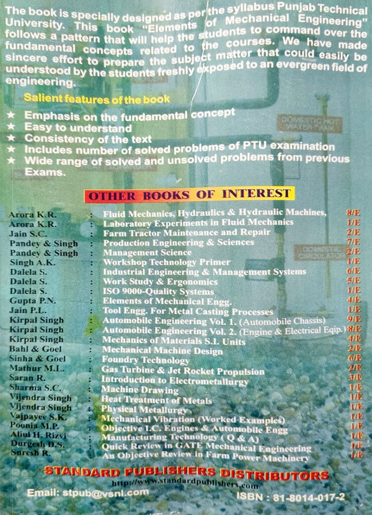 Buy Elements Of Mechanical Engineering - Jadon And Gupta Book
