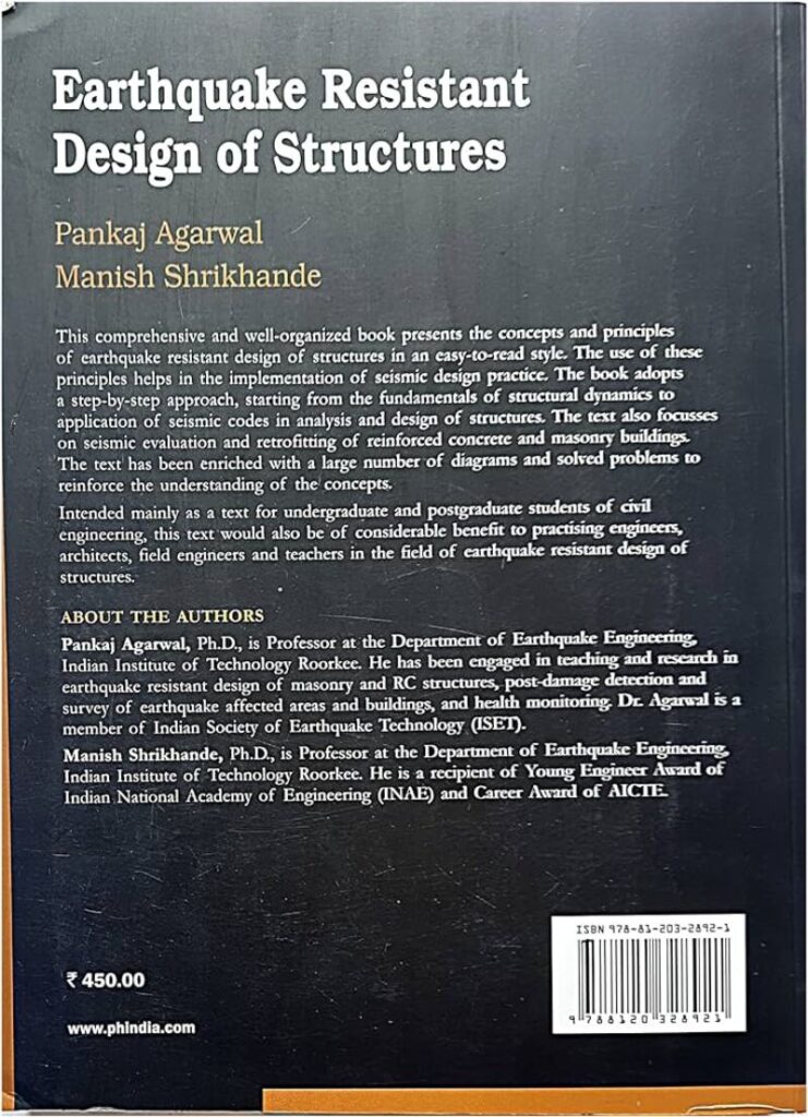 Buy Earthquake Resistant Design Of Structures - Aggarwal Book